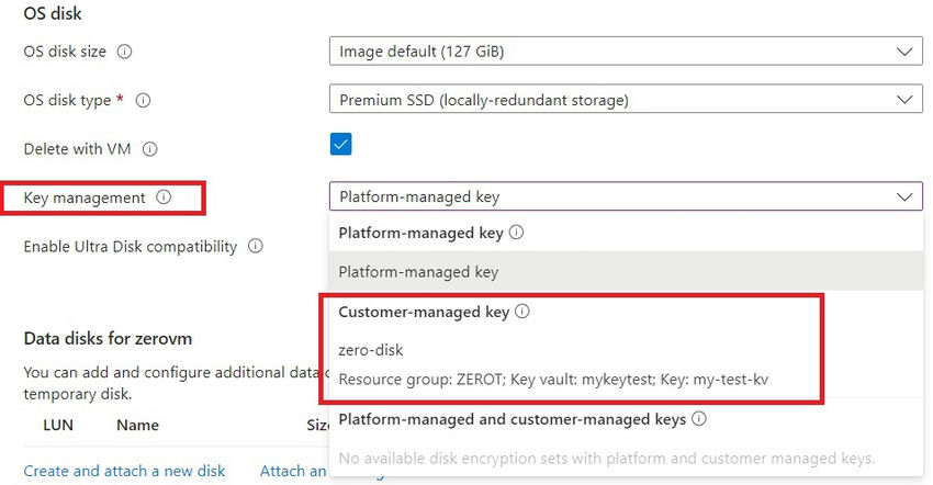 Activate Server-Side Encryption for Azure Disks with Customer Keys